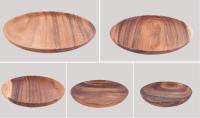 China 5pcs/Set Wooden Serving Plates 15cm 18cm 20cm Acacia Wood Round Serving Platter for sale