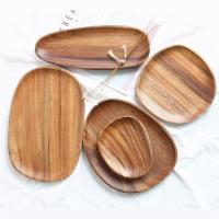 China Customized Acacia Wood Serving Platter Printed Lacquer Wooden Food Serving Platters for sale