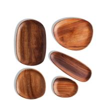 China Customized Acacia Wood Serving Platter Printed Lacquer Wooden Food Serving Platters for sale