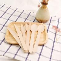 China BBQ Biodegradable Disposable Tableware Eco Friendly Birch Wooden Eating Utensils for sale