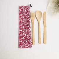 China Bamboo Reusable Wooden Utensils Traditional Knife Fork Spoon Chopsticks Set for sale