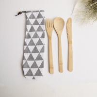 China Bamboo Reusable Wooden Utensils Traditional Knife Fork Spoon Chopsticks Set for sale