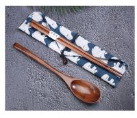China Japanese Style Reusable Wooden Utensils Household Wooden Chopsticks And Spoon Set for sale