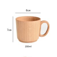 China Insulated Beech Wooden Drinking Cups 200ml 250ml Retro Tea Cup With Handle for sale