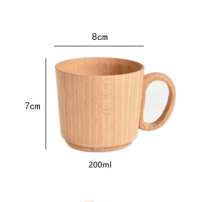 China Insulated Beech Wooden Drinking Cups 200ml 250ml Retro Tea Cup With Handle for sale