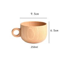 China Insulated Beech Wooden Drinking Cups 200ml 250ml Retro Tea Cup With Handle for sale