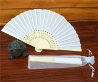 China Rib Fabric Bamboo Small Folding Hand Fan Custom Logo Multicolor for sale