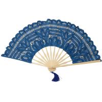 China Double Sided Handmade Bamboo Fan 21cm 27cm Lace Folding Fan For Wedding Favor for sale
