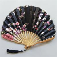 China Shell Round Foldable Decorative Fans Cosplay Fabric Bamboo Festival Hand Fans for sale