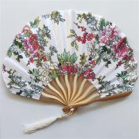 China Shell Round Foldable Decorative Fans Cosplay Fabric Bamboo Festival Hand Fans for sale