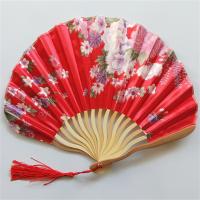 China Shell Round Foldable Decorative Fans Cosplay Fabric Bamboo Festival Hand Fans for sale