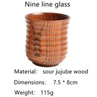 China Fine Japanese Style Nine-Line Glass Wine Glass With Solid Wood Thread for sale