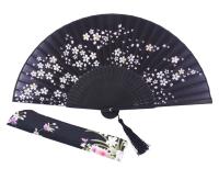 China Eco Friendly Classical Small Fabric Bamboo Hand Fan For Business Promotion Customized Pattern for sale