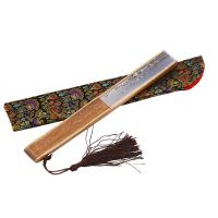 China Eco Friendly Classical Small Fabric Bamboo Hand Fan For Business Promotion Customized Pattern for sale