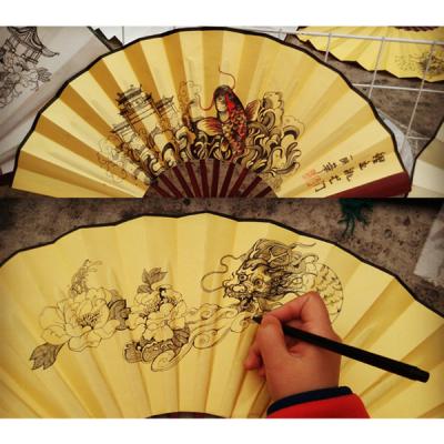 China Bamboo Craft Foldable Hand Fans Customized Fabric Folding Hand Fans For Party Gift for sale
