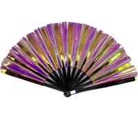China Multicolor Foldable Hand Fans Plastic PVC Kung Fu Bamboo Folding Fan for sale