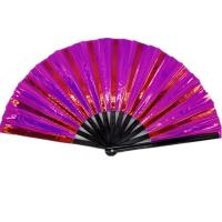 China Multicolor Foldable Hand Fans Plastic PVC Kung Fu Bamboo Folding Fan for sale