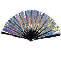 China Multicolor Foldable Hand Fans Plastic PVC Kung Fu Bamboo Folding Fan for sale