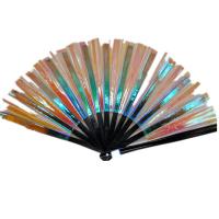 China Multicolor Foldable Hand Fans Plastic PVC Kung Fu Bamboo Folding Fan for sale