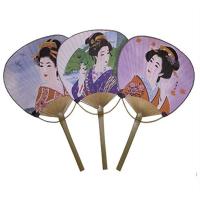 China Round Paper Foldable Hand Fans Customized Paddle Hand Fans 15Inch for sale