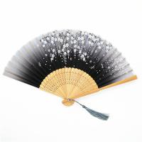 China Decorative Silk Foldable Hand Fans open 38cm Bamboo Hand Fan With Butterfly Flower for sale