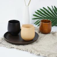 China Big Belly Retro Tea Cups 250ml Large Capacity Wood Grain Coffee Cup for sale