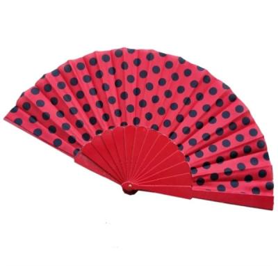 China Multicolor Plastic Foldable Hand Fans Customized Logo With Polka Dots Pattern for sale