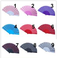 China Multicolor Plastic Foldable Hand Fans Customized Logo With Polka Dots Pattern for sale