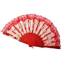 China 23*42cm Elegant Foldable Hand Fans Rose Pattern Plastic Lace Hand Fan for sale