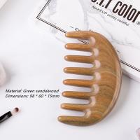 China Green Sandalwood Thick Wide Tooth Comb Meridian Anti Static for sale