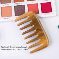 China Green Sandalwood Thick Wide Tooth Comb Meridian Anti Static for sale