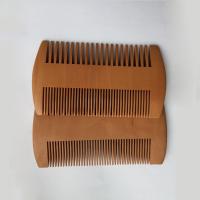 China Customized Logo Peach Wood Beard Comb Thick Sandalwood Hair Comb for sale