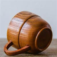 China Handmade Binodal Wooden Drinking Cups Jujube Thermo Coffee Cup With Handle for sale