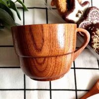 China Handmade Binodal Wooden Drinking Cups Jujube Thermo Coffee Cup With Handle for sale