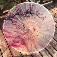 China Ancient Chinese Style Oiled Paper Umbrella 42cm Radius 60cm Length Wooden Gourd Top for sale
