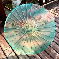 China Ancient Chinese Style Oiled Paper Umbrella 42cm Radius 60cm Length Wooden Gourd Top for sale