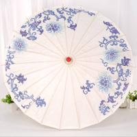 China Ancient Chinese Style Oiled Paper Umbrella 42cm Radius 60cm Length Wooden Gourd Top for sale