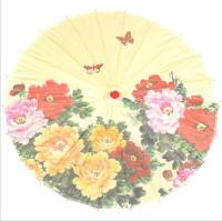 China Ancient Chinese Style Oiled Paper Umbrella 42cm Radius 60cm Length Wooden Gourd Top for sale