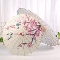 China Ancient Chinese Style Oiled Paper Umbrella 42cm Radius 60cm Length Wooden Gourd Top for sale