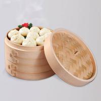 China Round Pastry Wooden Cooking Utensils Handmade Bamboo Food Steamer for sale