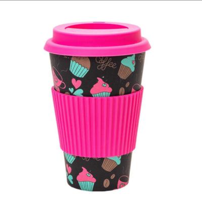China Green Biodegradable Coffee Cup 401ml - 500ml Bamboo Fibre Coffee Mug With Lid for sale