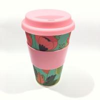 China Green Biodegradable Coffee Cup 401ml - 500ml Bamboo Fibre Coffee Mug With Lid for sale