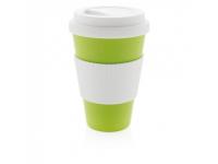 China Green Biodegradable Coffee Cup 401ml - 500ml Bamboo Fibre Coffee Mug With Lid for sale