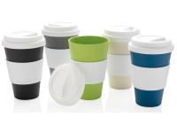 China Green Biodegradable Coffee Cup 401ml - 500ml Bamboo Fibre Coffee Mug With Lid for sale