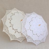 China Vintage Lace Wedding Parasol Umbrella 48cm White black and beige colors for sale