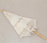 China Vintage Lace Wedding Parasol Umbrella 48cm White black and beige colors for sale