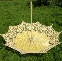 China Vintage Lace Wedding Parasol Umbrella 48cm White black and beige colors for sale
