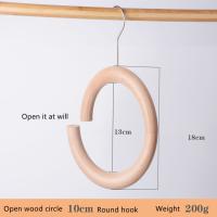 China Multifunctional Wooden Clothes Hanger Unpainted Scarf Ring Hanger for sale