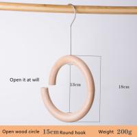 China Multifunctional Wooden Clothes Hanger Unpainted Scarf Ring Hanger for sale