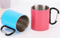 China Double Walled Stainless Steel Reusable Coffee Mug 220ml Customized With Carabiner Hook for sale